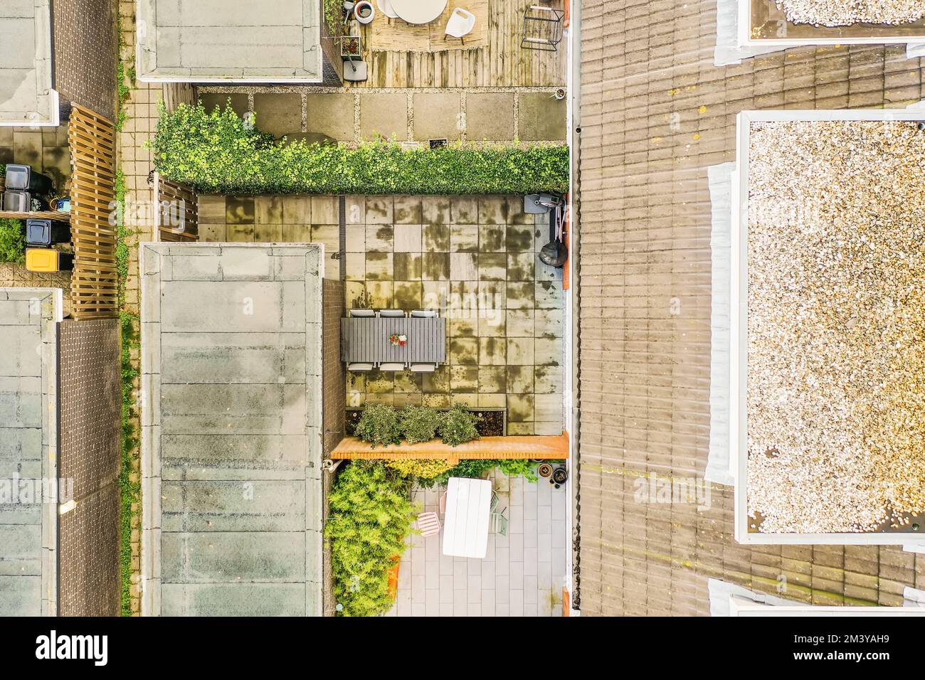 an aerial view from the top down on a residential area with lots of ...