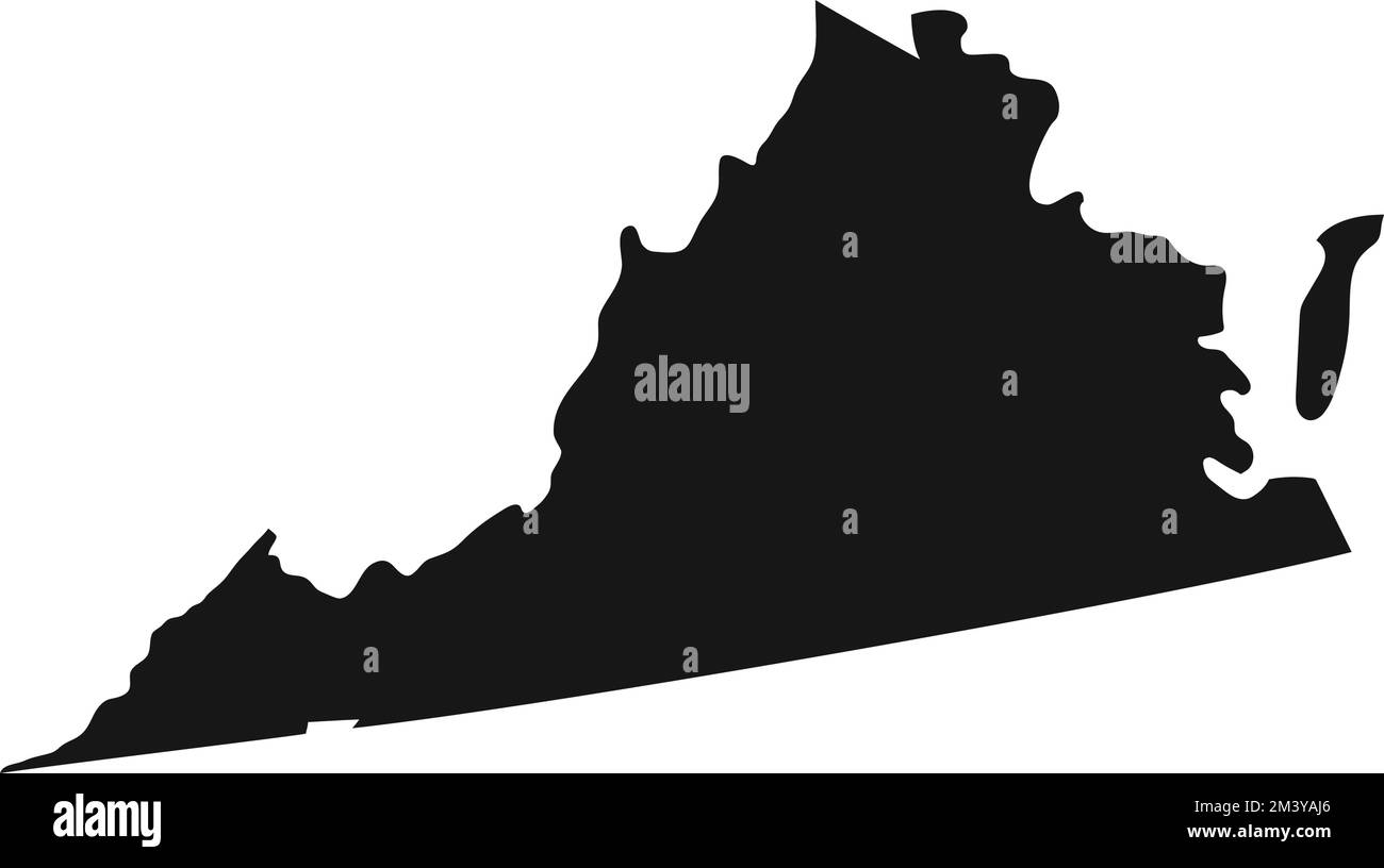 Simplified black silhouette of Virginia state border Stock Vector Image ...