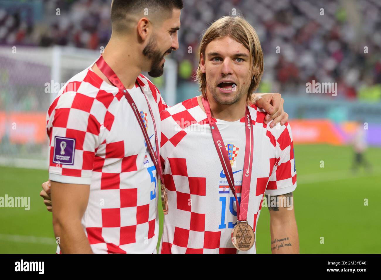 Doha, Qatar. 17th Dec, 2022. Martin Erlic of Croatia and Borna Sosa of ...