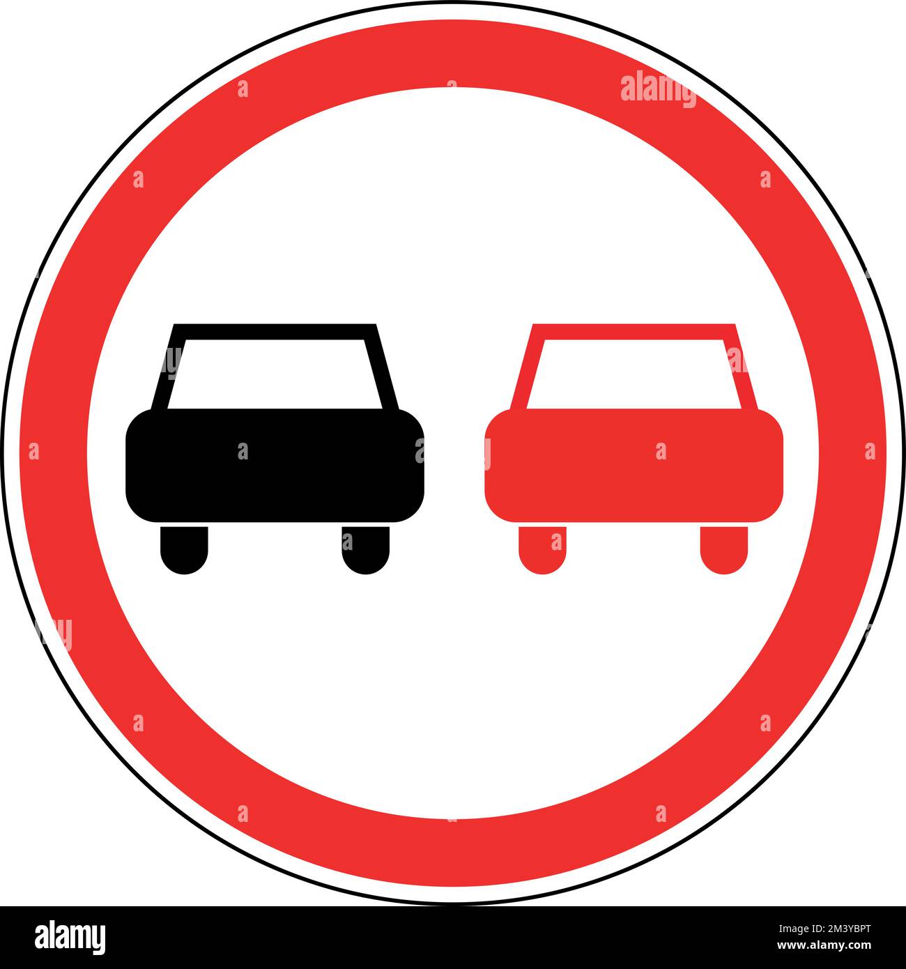 A vector illustration of a no-overtaking sign on a white background ...