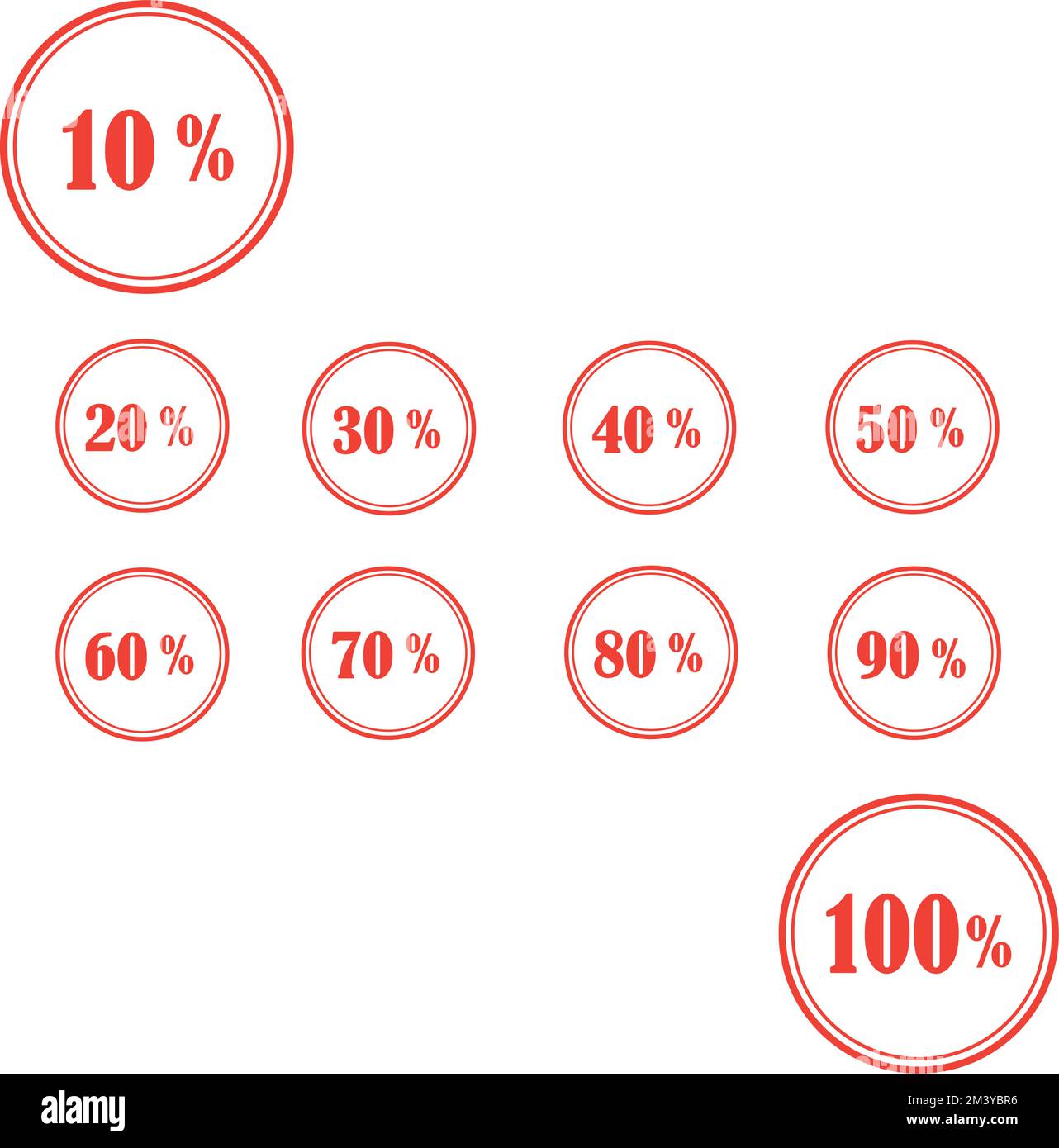 A vector illustration of a set of percentage icons in the center of a ...
