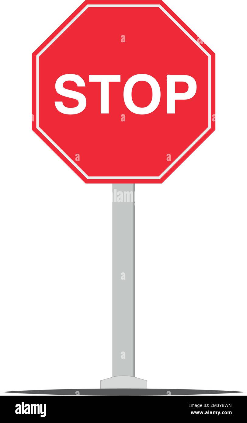 A vertical vector illustration of an indicative stop sign on a white ...