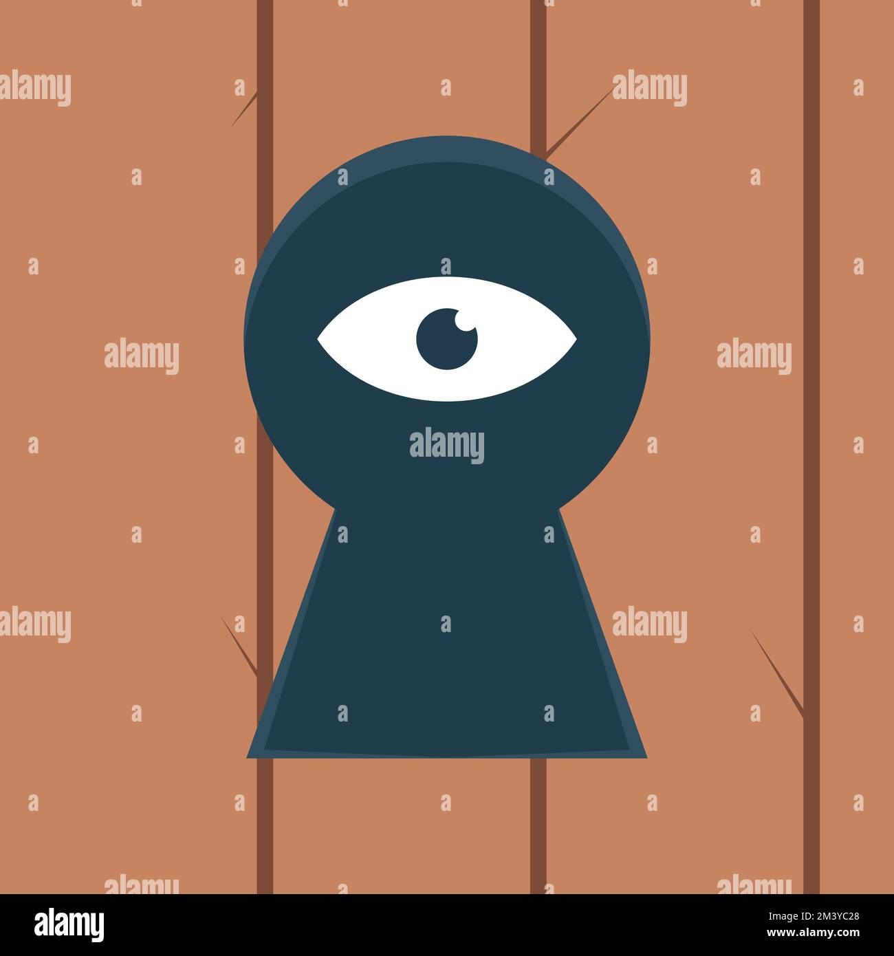A vector illustration of an eye seen through a keyhole Stock Vector ...