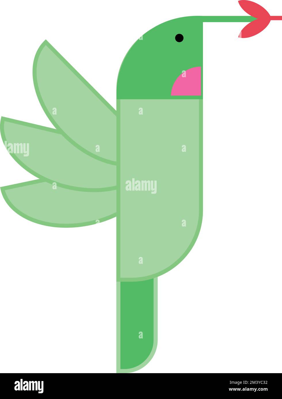 A vertical vector illustration of a hummingbird sucking flower nectar ...