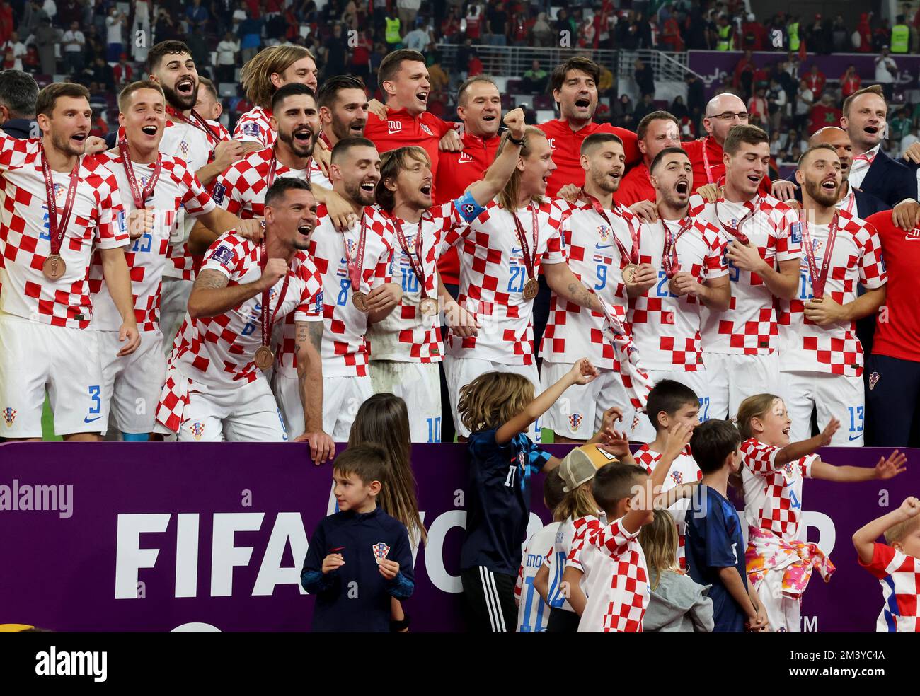 Luka Modric of Croatia and teammates celebrate during the 3rd place ...