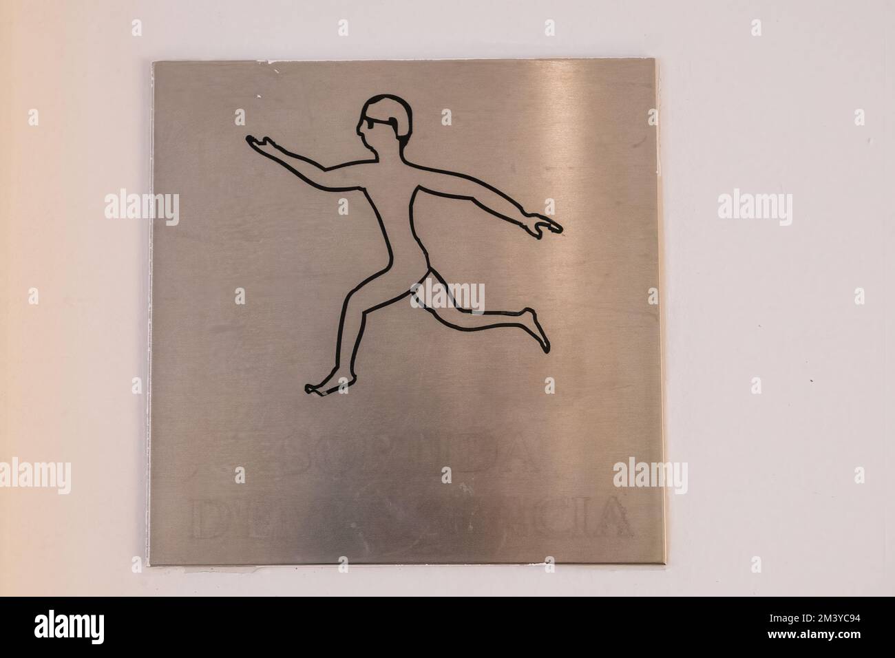 emergency exit symbol, informative pictogram, Egyptian museum Barcelona ...