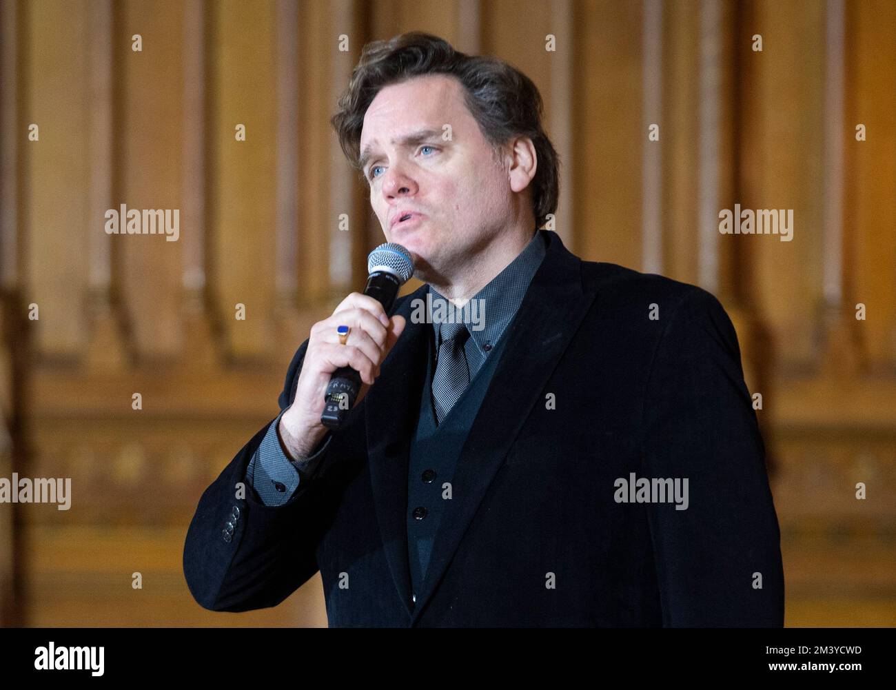 Frayne McCarthy sings during the funeral of Jean Lapointe in Montreal ...