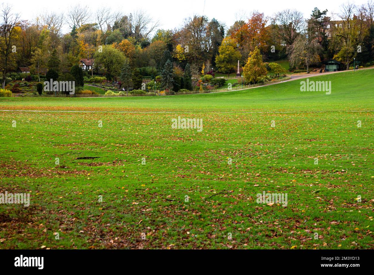 Green field in a park in Avenham Park, Preston, Lancashire, UK Stock ...