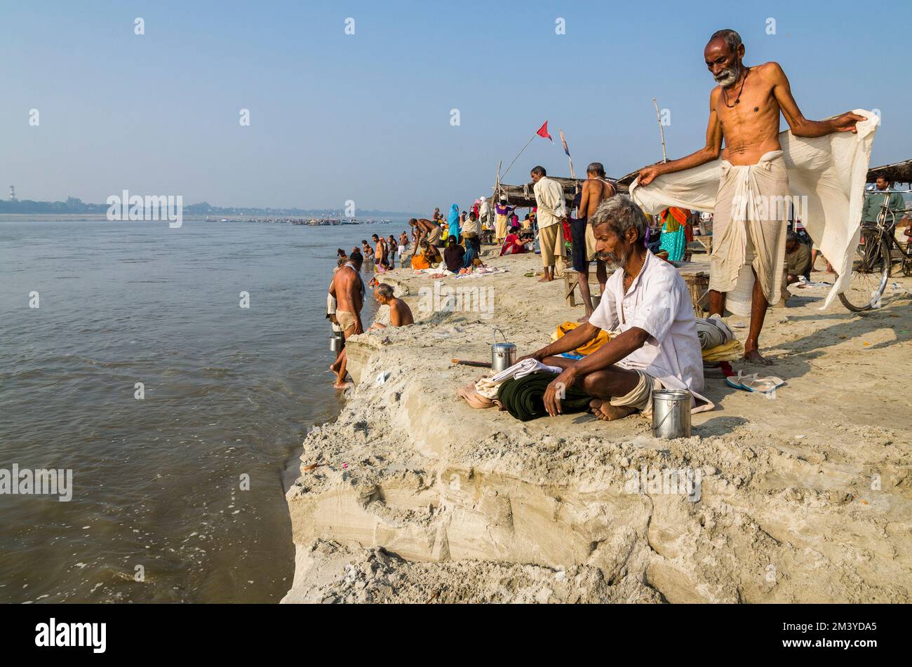 The Sangam, the confluence of the holy rivers Ganges, Yamuna and ...