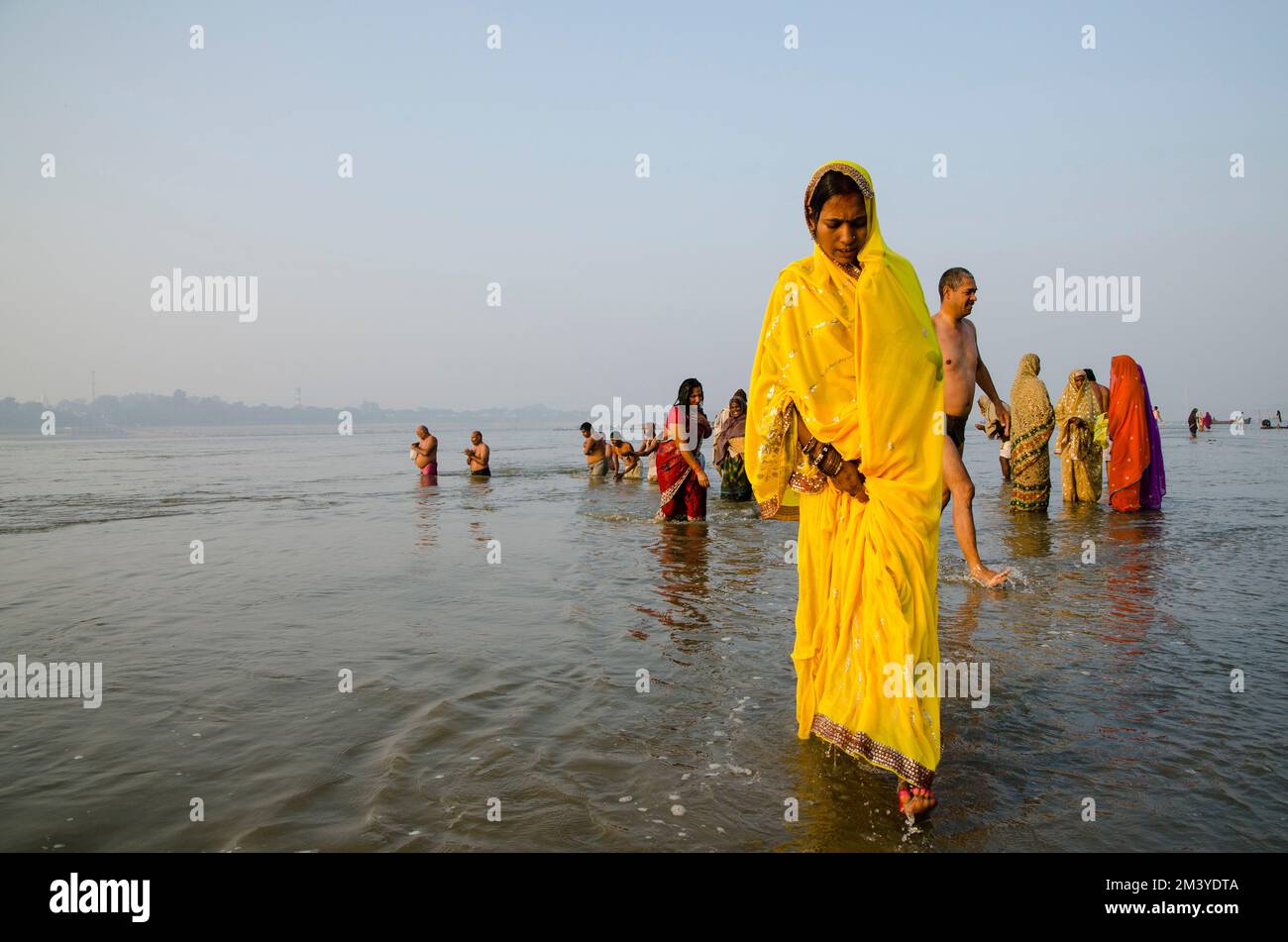The Sangam, the confluence of the holy rivers Ganges, Yamuna and ...
