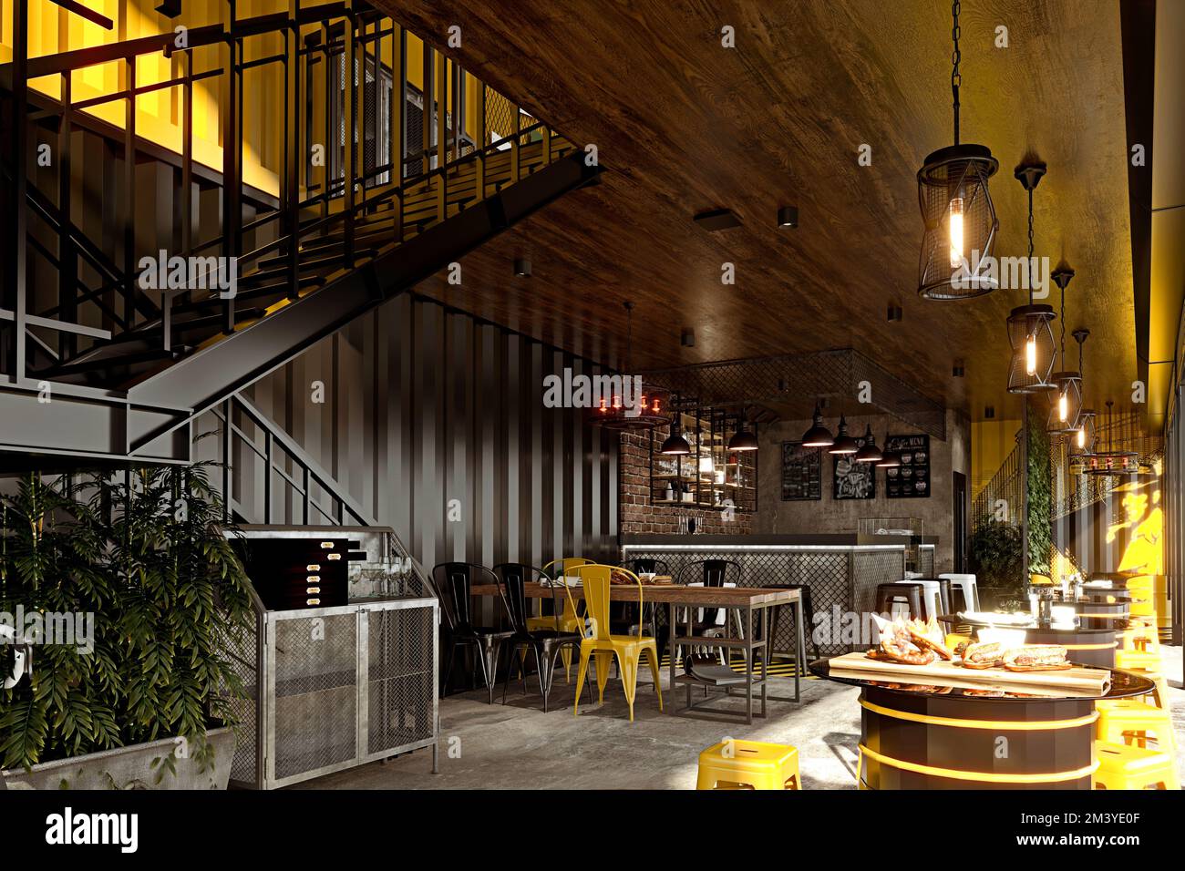3d render of coffee shop Stock Photo - Alamy