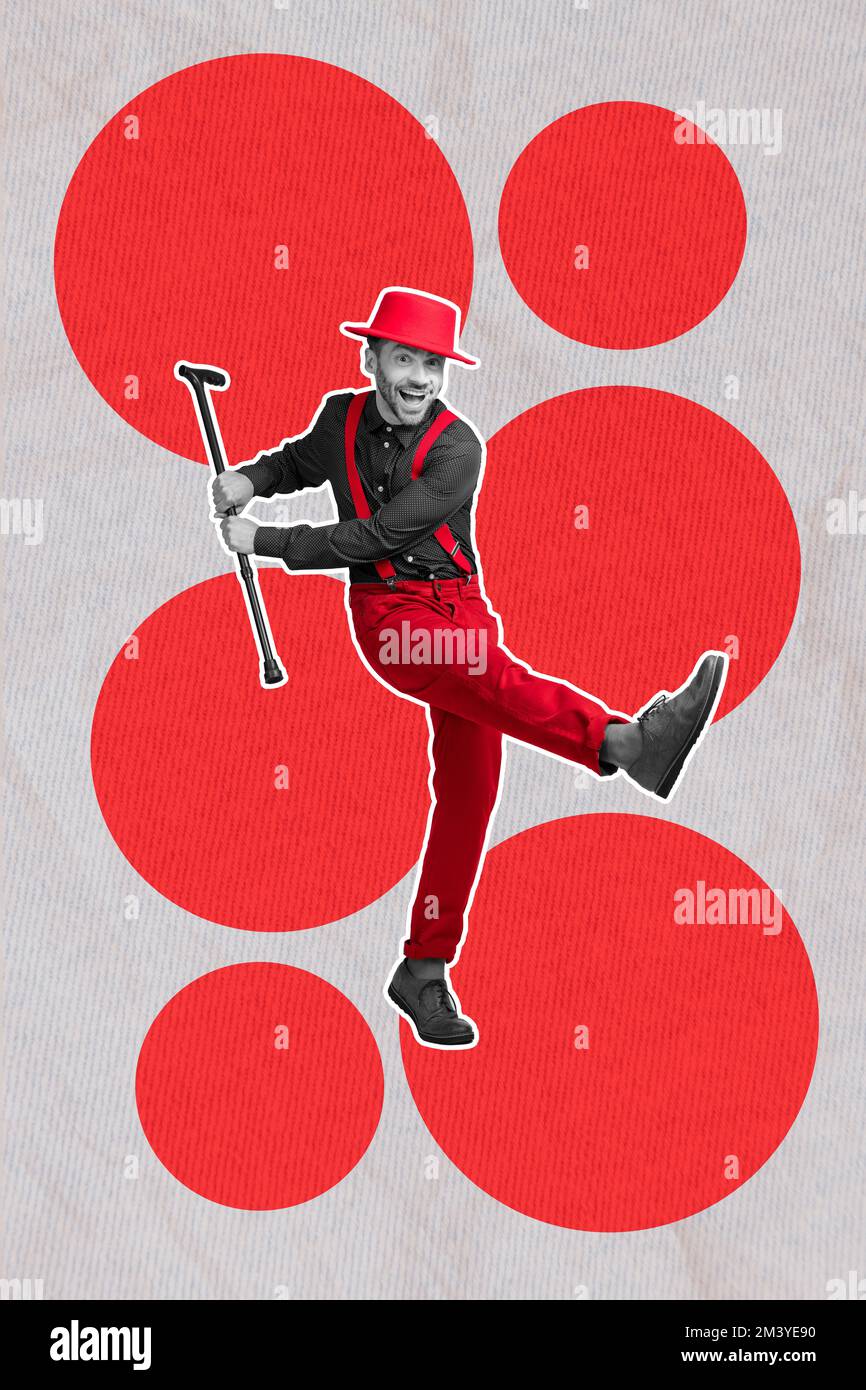 Photo collage artwork minimal picture of happy smiling pin up guy ...