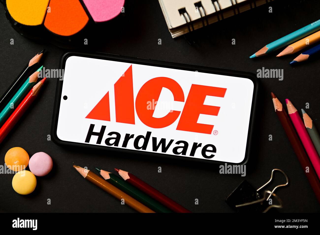 Poland. 17th Dec, 2022. In this photo illustration an Ace Hardware logo ...