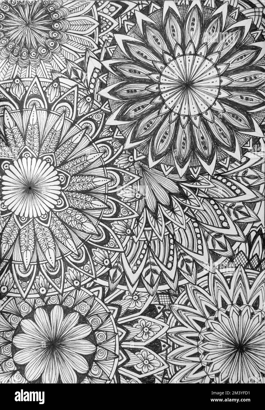 Mandala ink design Black and White Stock Photos & Images - Alamy