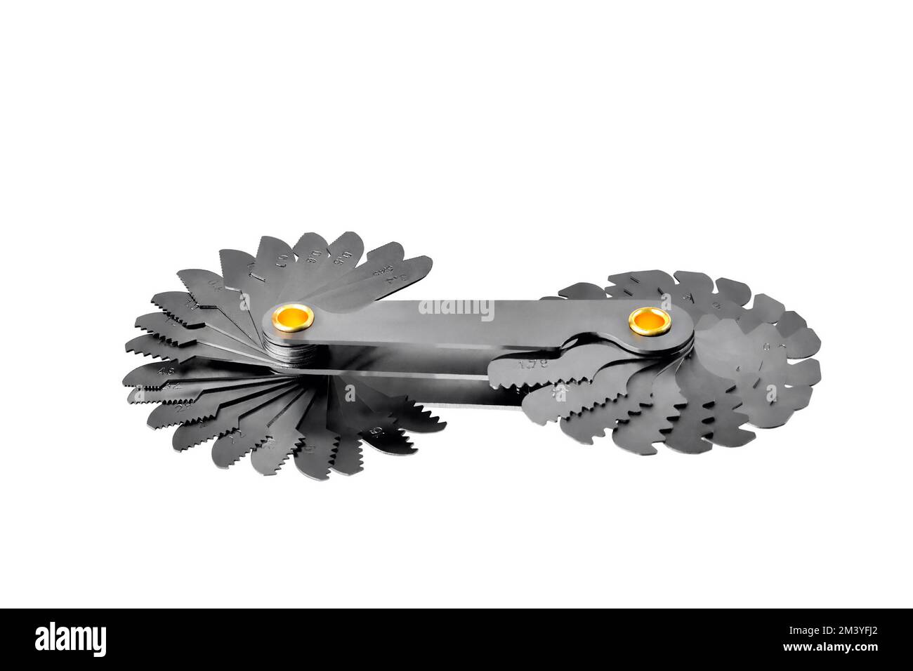 thread pitch gauge, thread identification device, white background ...