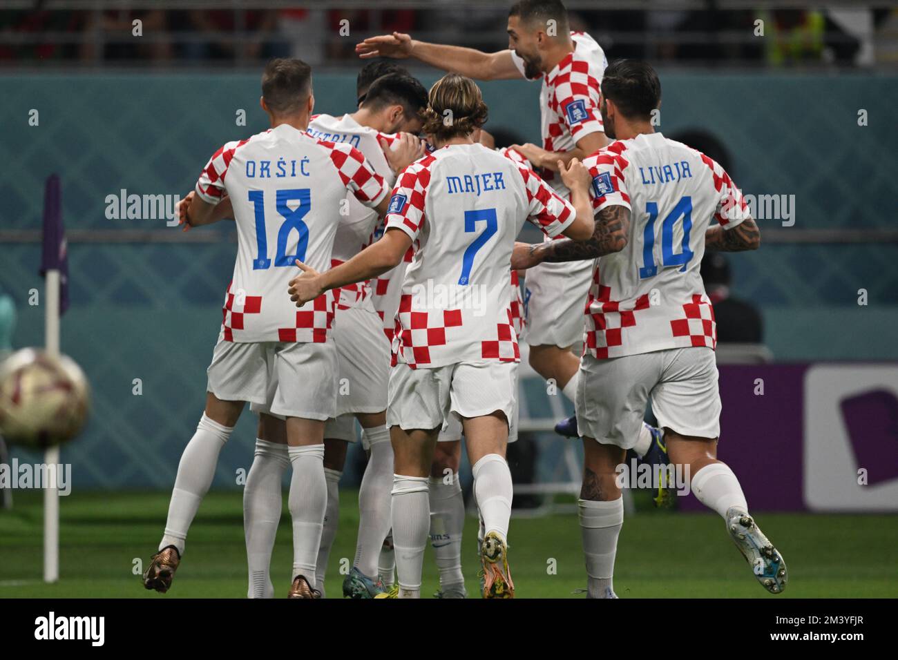DOHA, Al RAYYAN, Qatar. , . goal celebration of Croatia's players #18 ...
