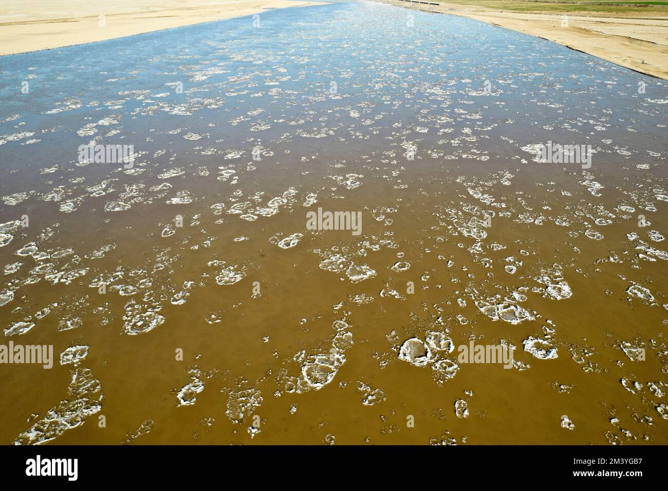YUNCHENG, CHINA - DECEMBER 17, 2022 - Aerial photo shows ice flowing at ...