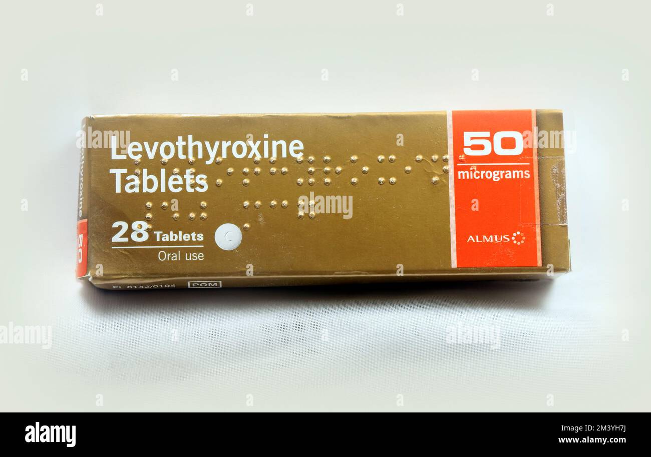Levothyroxine tablets box. 50 micrograms. Studio setup Stock Photo - Alamy