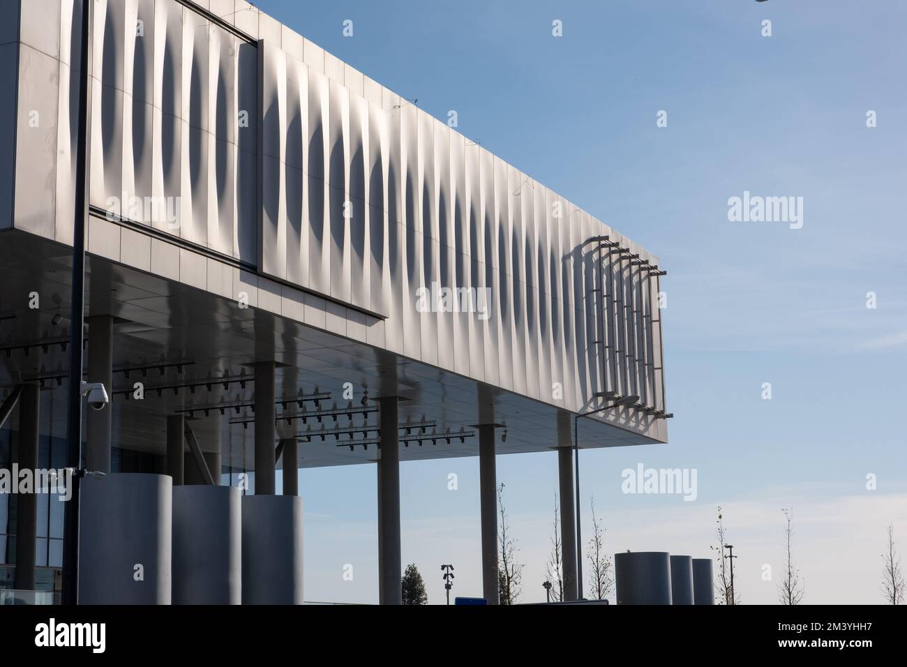 The exterior of Istanbul Modern Museum. Modern architecture copy space ...