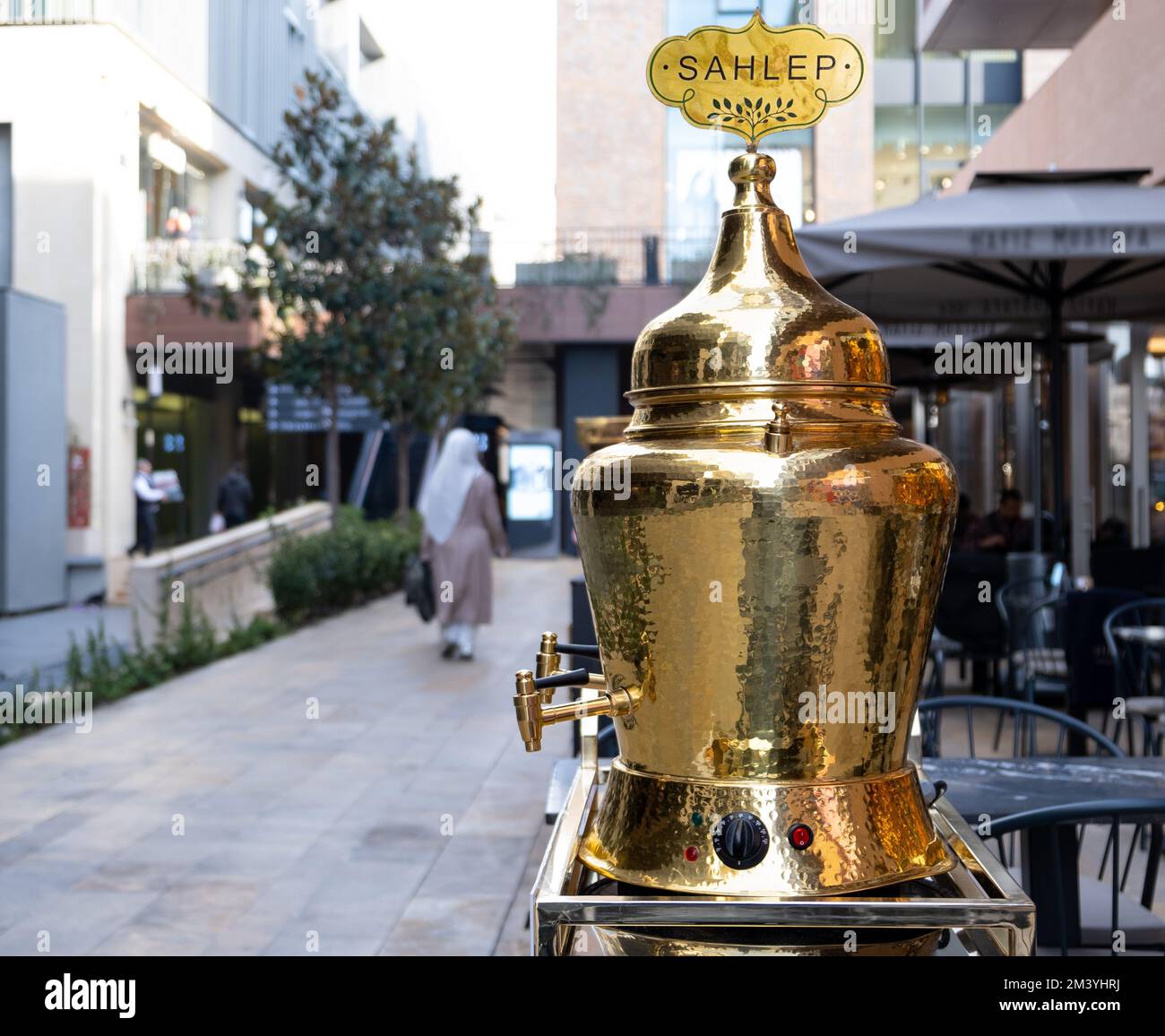Cooking and selling traditional Turkish drink Sahlep or Salep ...