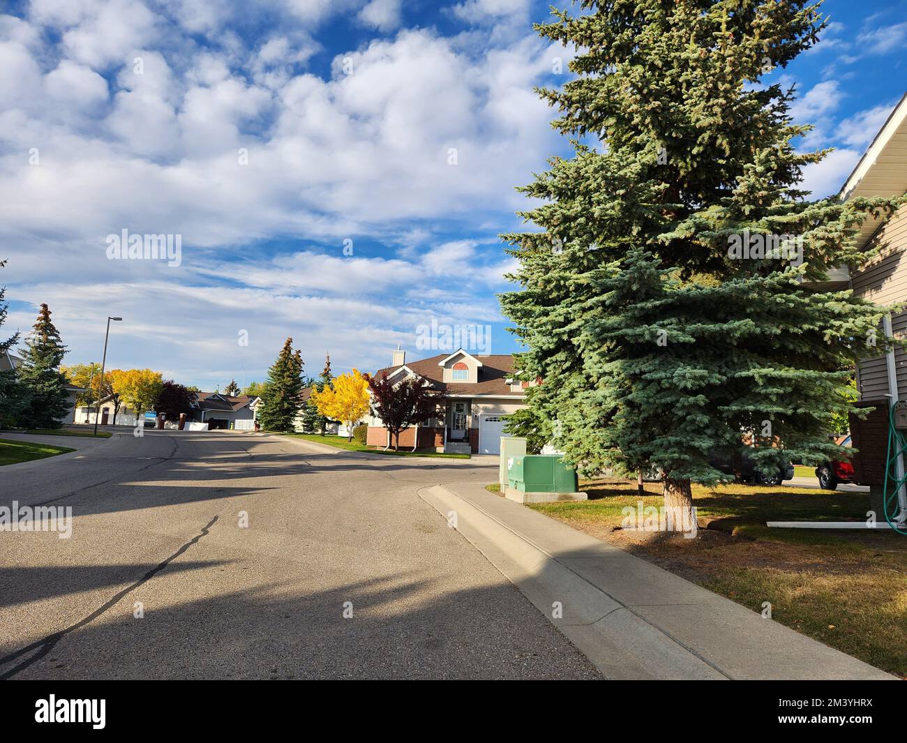 A tranquil view of an empty street in a small city Stock Photo - Alamy