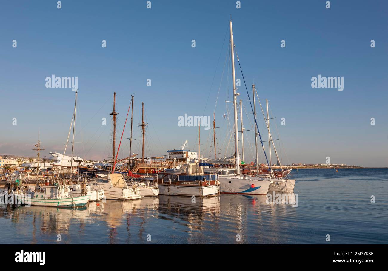 Boats in the port of Pafos, also Paphos, Cyprus Stock Photo - Alamy