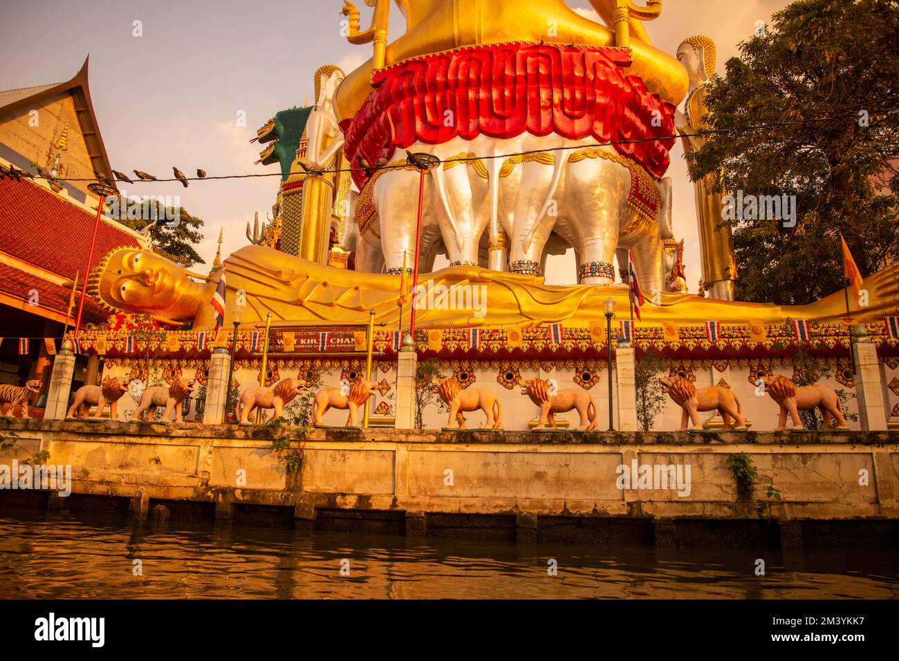 The Wat Khun Chan in Thonburi in the city of Bangkok in Thailand. Thailand, Bangkok, December ...