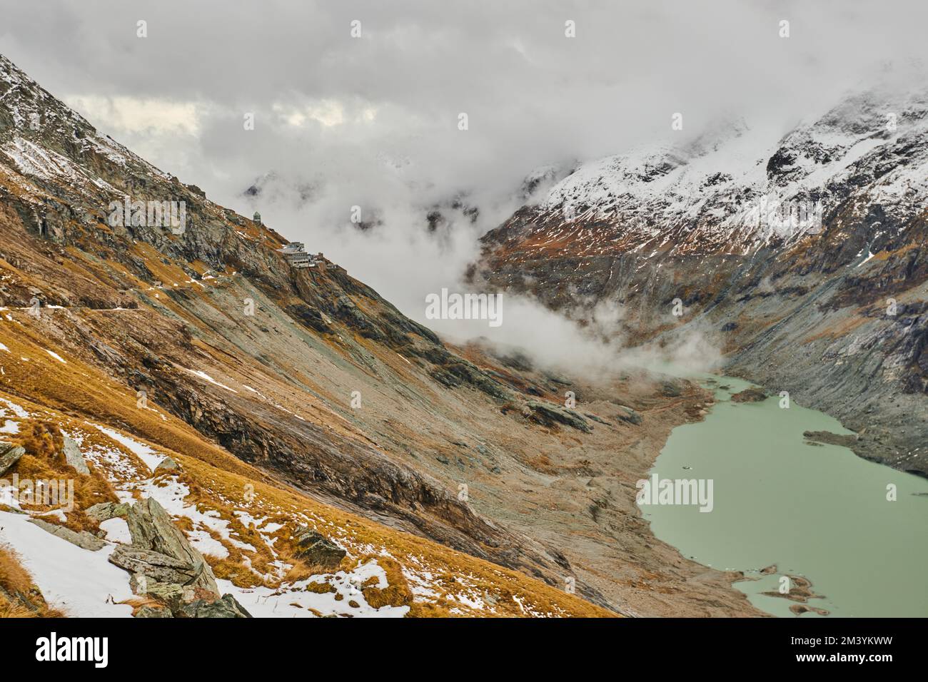 Clouds lying in the valley at Pasterze Hochalpengletscher ...