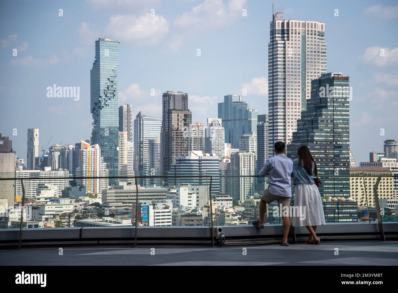 the Skyline with the Maha Nakhon Tower in the city of Bangkok in ...