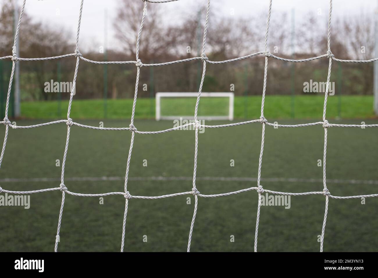 Close up of a Soccer goal and net Stock Photo - Alamy