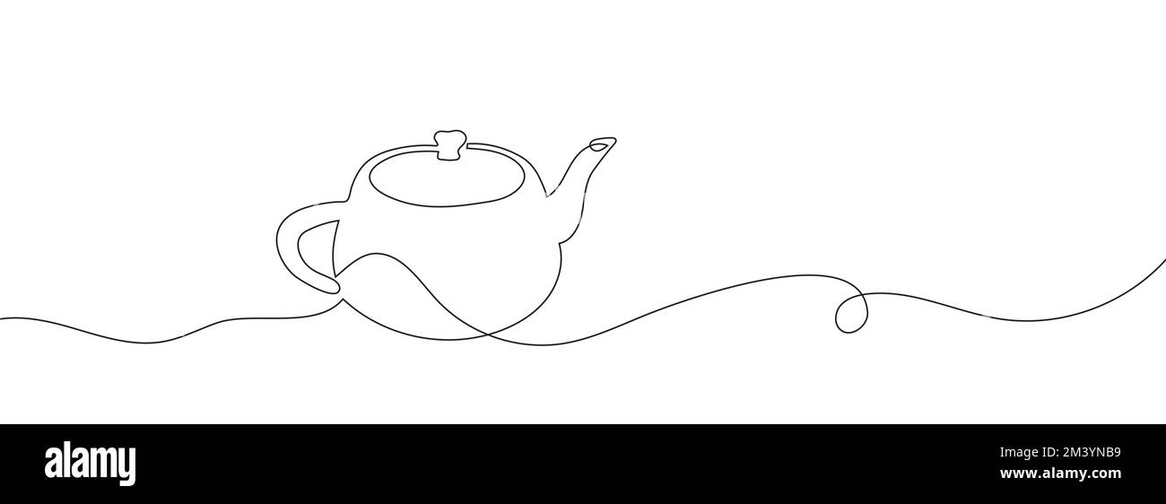 Teapot continuous line drawing, one line. One continuous line on a ...
