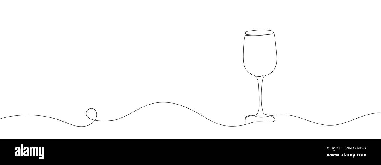 Continuous one line drawing of wine glass isolated on white background ...