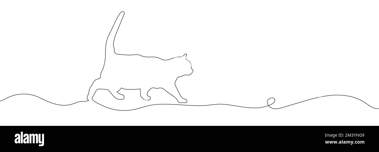 Drawing of a cat in one line. Continuous line animal. Vector ...