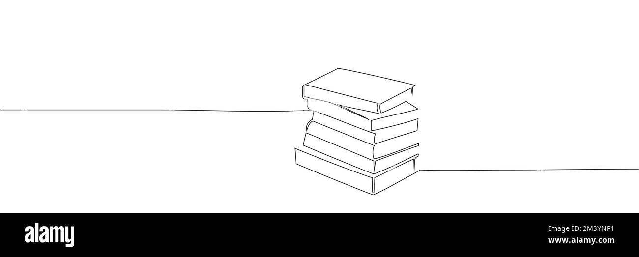 Continuous line drawing of a book. Stacks of books. Vector illustration ...