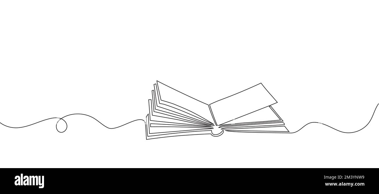 The book is drawn with one line. Modern outline doodles of an open book ...
