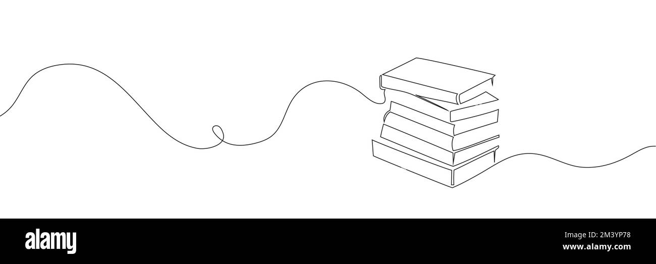Continuous line drawing of a book. Stacks of books. Vector illustration ...