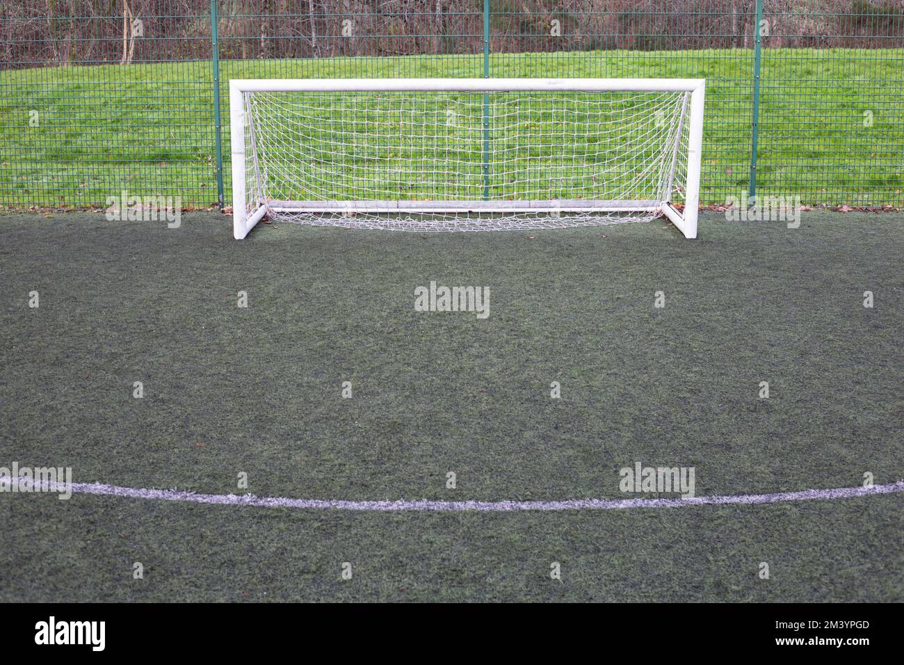 Soccer football field pitch net goal empty grass hi-res stock ...