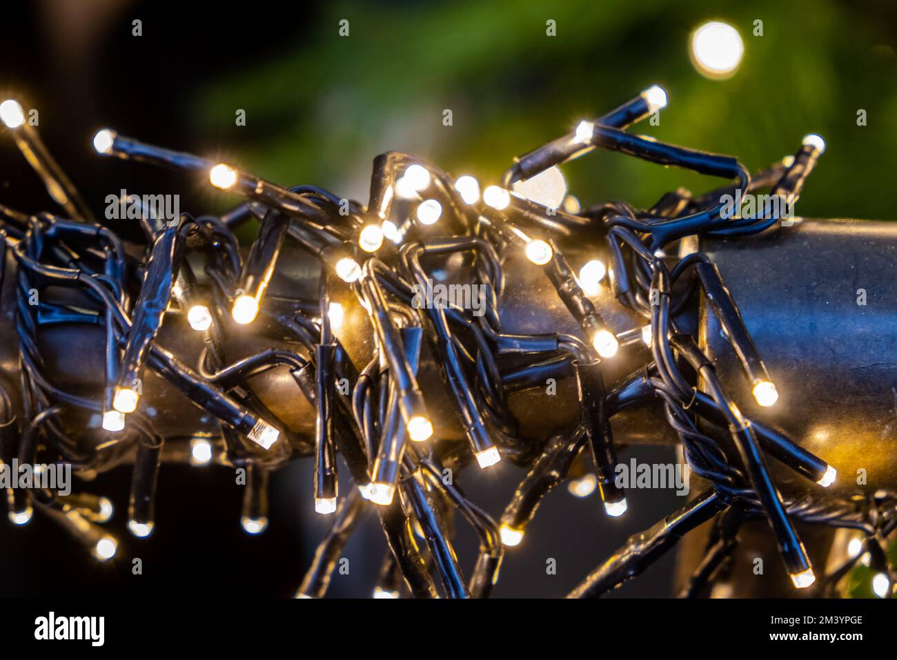 closeup of many small led lights wrapped around a metal tube Stock ...