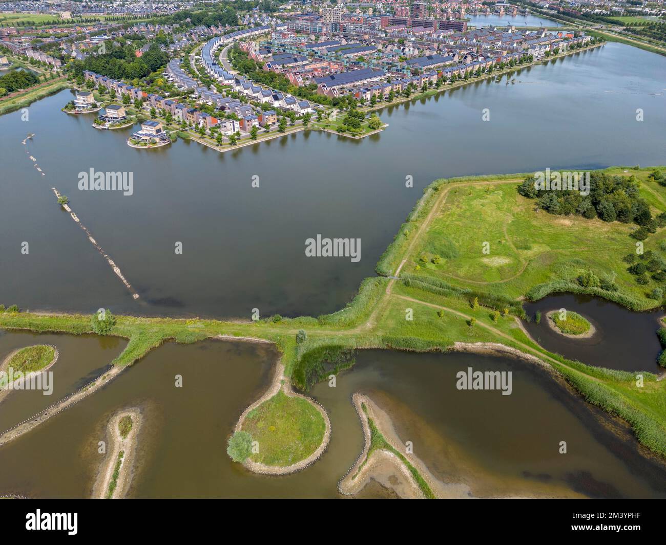 Aerial view with Park Van Luna and the Stad van de Zon (City of the Sun ...