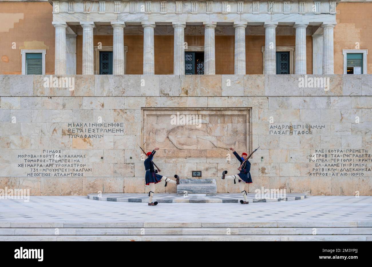 Changing of the guard, relieving the Presidential Guard Evzones in front of the Monument to the ...