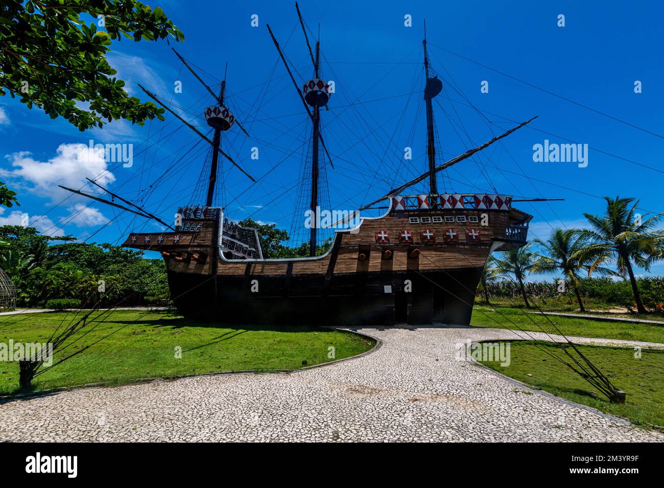 Replica of the Nau Capitana ship, Porto Seguro, Bahia, Brazil Stock ...