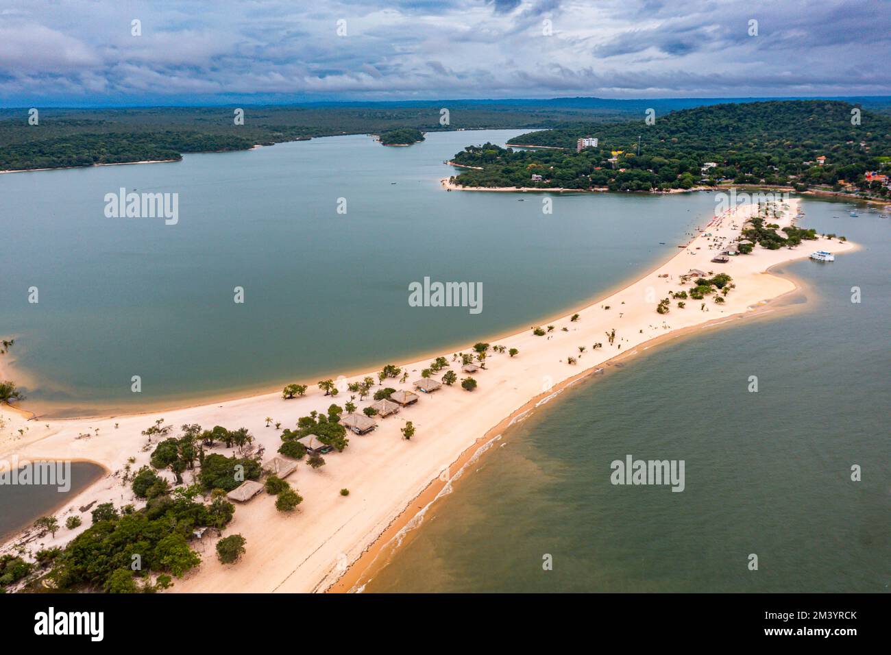 Long sandy beach in Alter do Chao along the amazon river, Para, Brazil ...