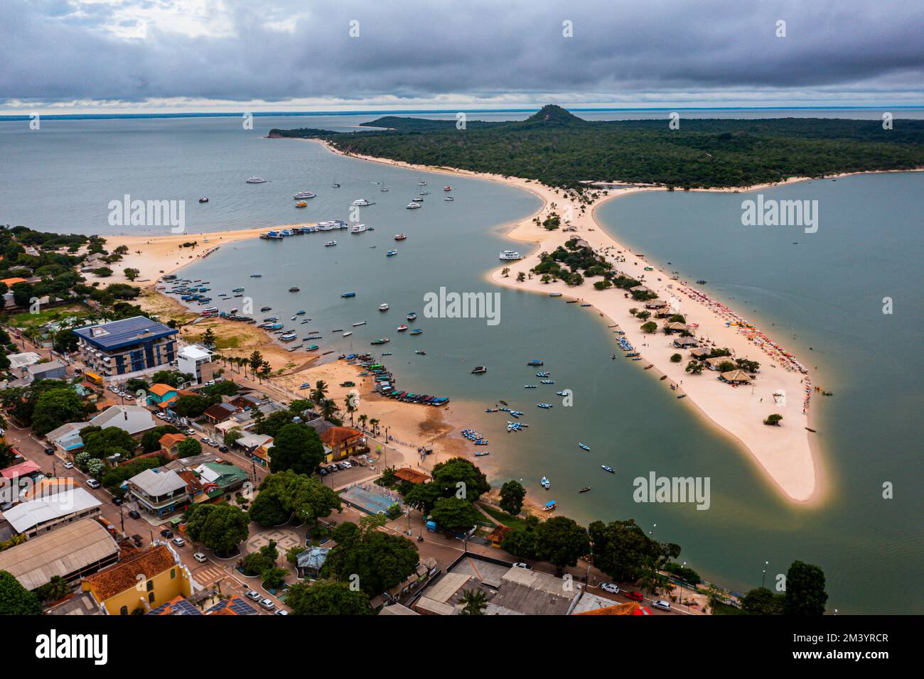 Long sandy beach in Alter do Chao along the amazon river, Para, Brazil ...