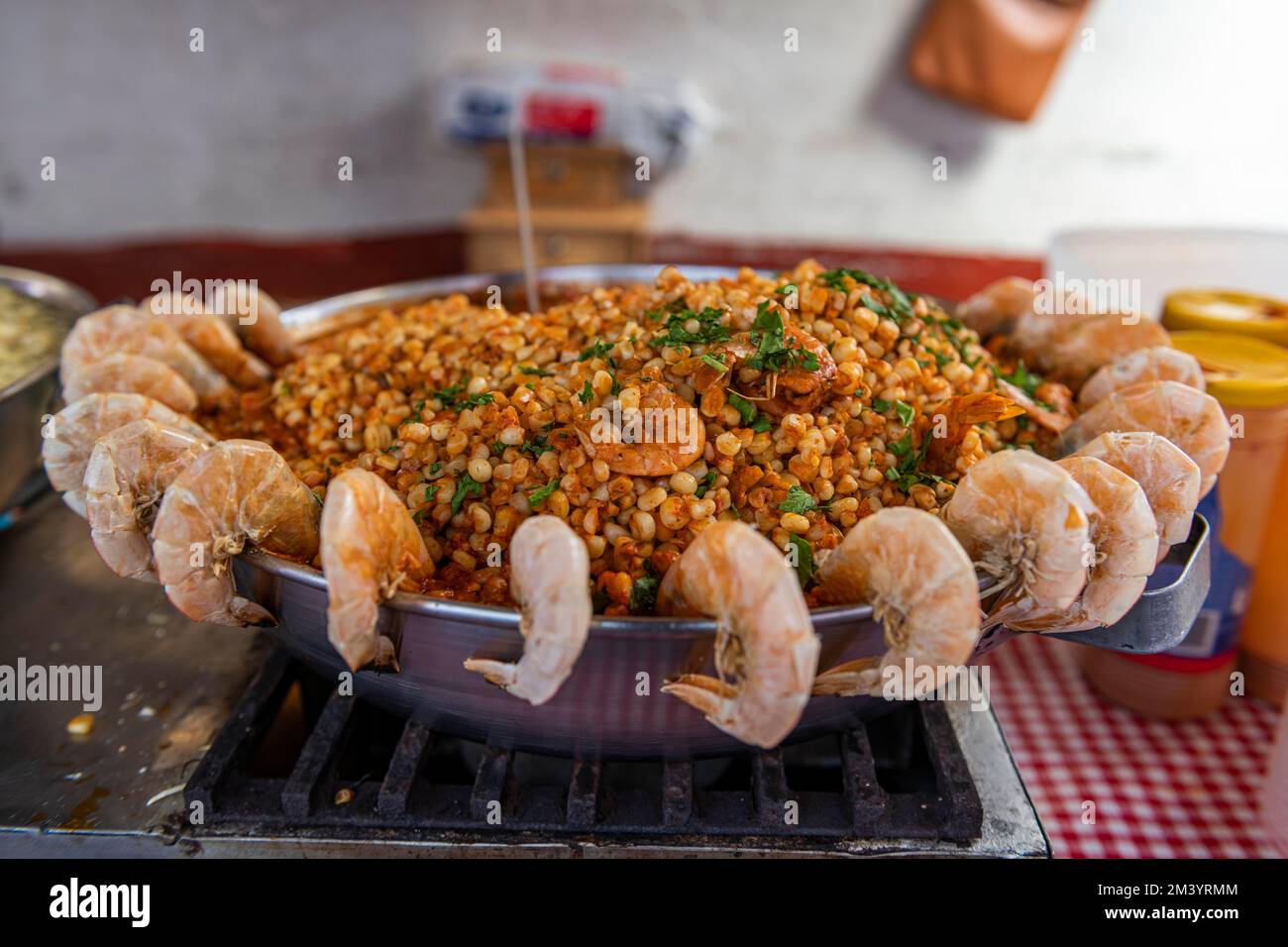 Shrimp paella, Valle de Bravo, state of Mexico, Mexico Stock Photo - Alamy