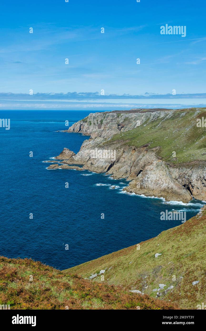 Coastline of the Island of Lundy, Bristol channel, Devon, England ...