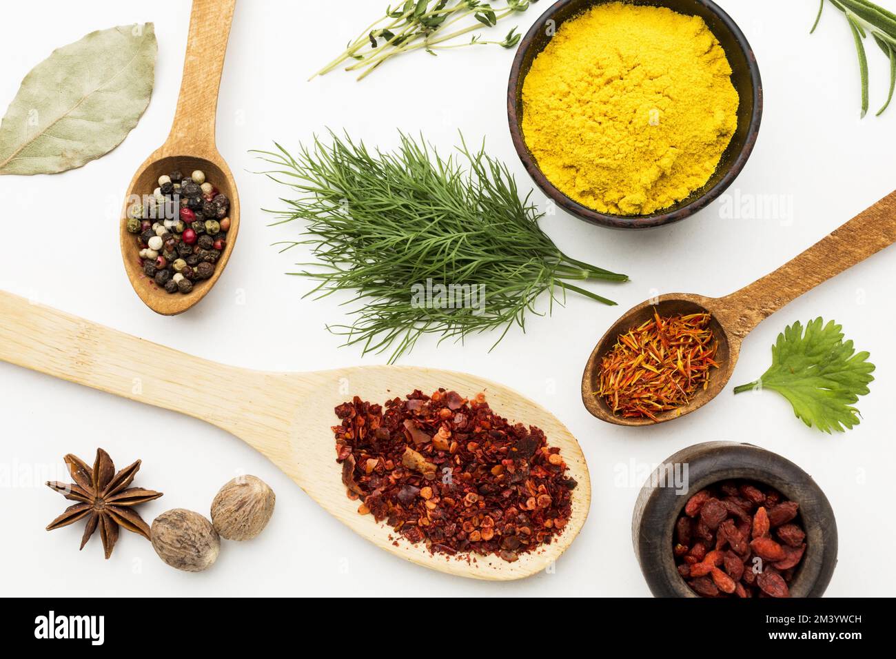 Flat lay spices ingredients Stock Photo - Alamy