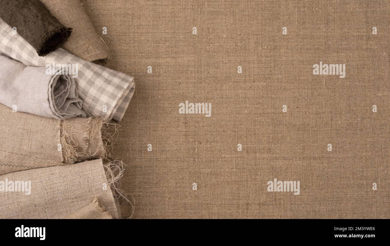 Flat lay monochromatic variety textiles with copy space Stock Photo - Alamy