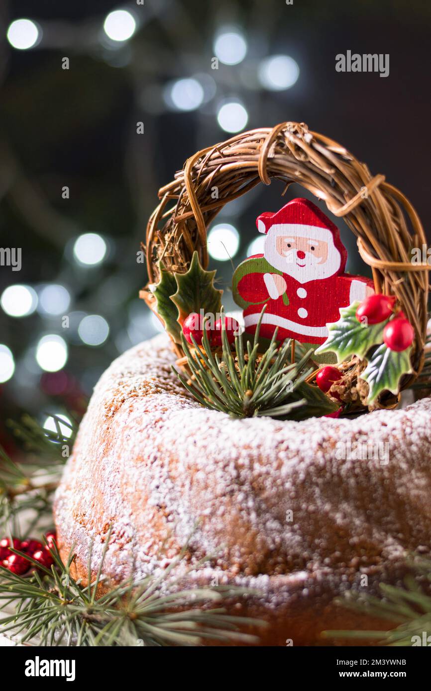 Front view christmas cake with santa decoration Stock Photo - Alamy