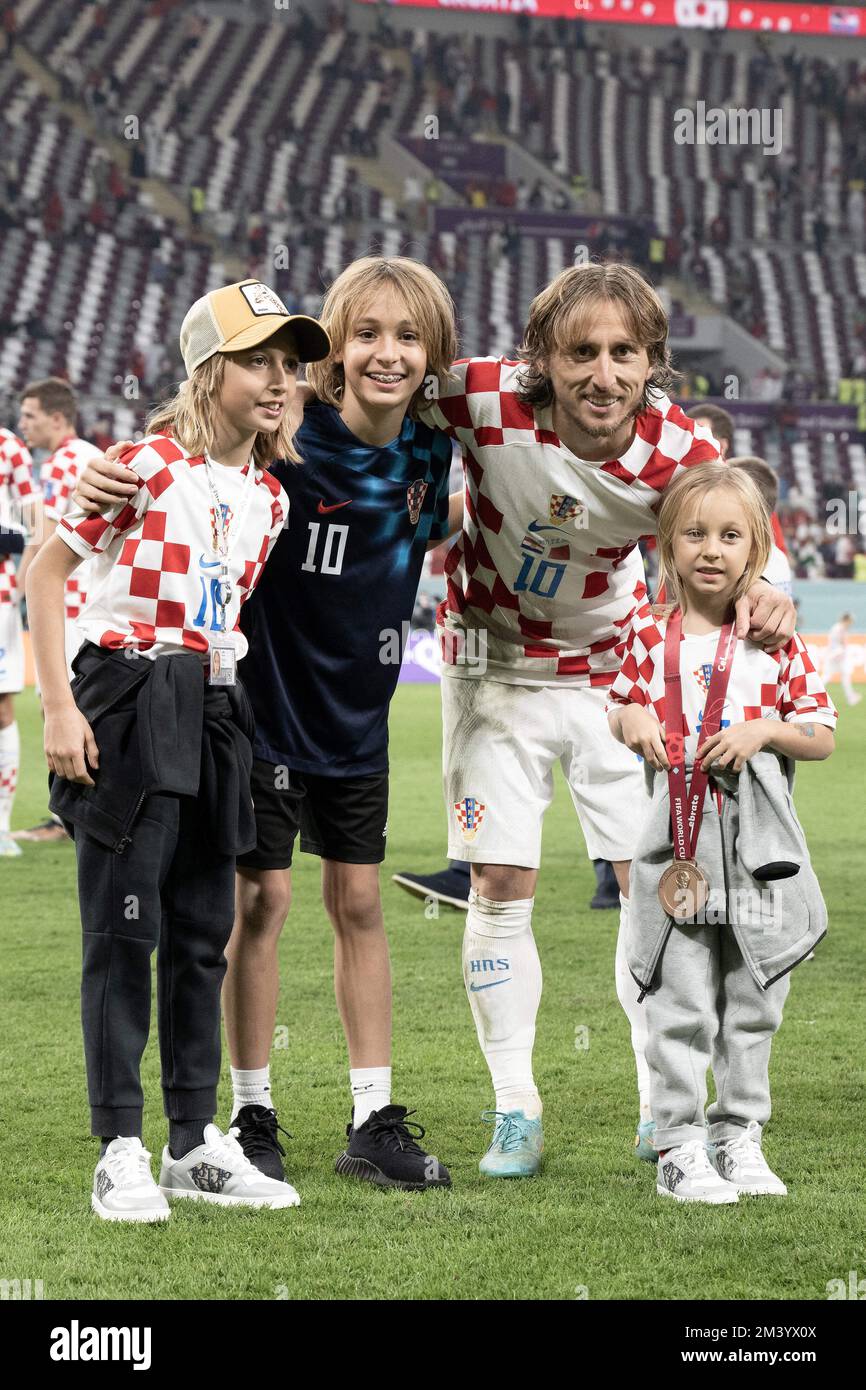 Doha, Qatar. 18th Dec, 2022. Luka Modric of Croatia celebrates with his ...