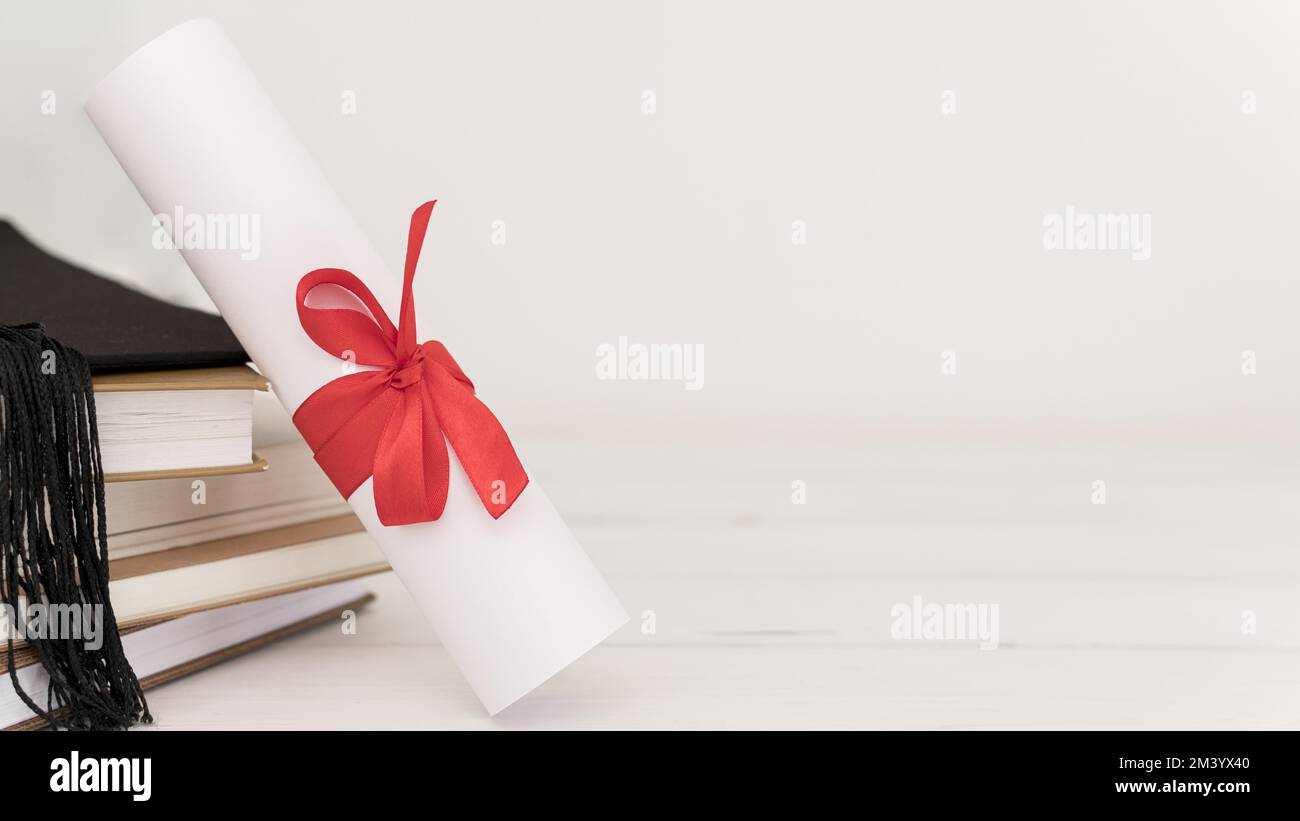 Graduation diploma certificate copy space Stock Photo - Alamy